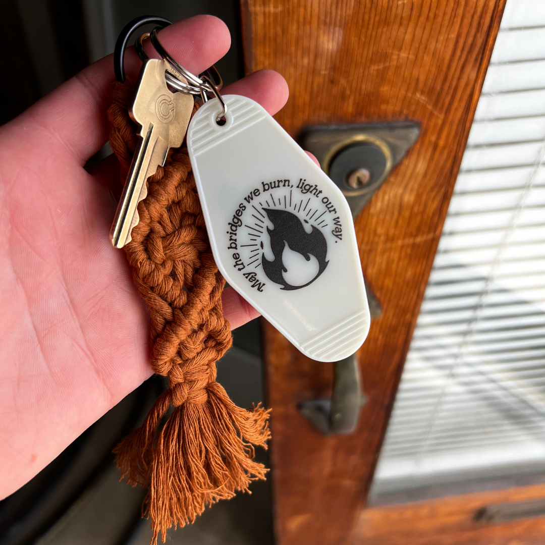 Hippie’s Daughter - Burning Bridges // motel key tag – Rockford Art Deli